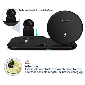 DDUAN Wireless Charger, 3 in 1 Qi Fast Charging Station Dock Compatible for Apple Watch, AirPods Pro/1/2, Charging Stand for iPhone 14/13/12/11/Pro/Max/XR/XS/XS Max/X/8/Samsung(18W Adapter Included)
