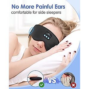 Sleep Headphones Bluetooth Headband Sleeping Headphones Headband 10Hrs Wireless Music Eye Mask with Comfortable Earbuds for Side Sleepers, Women Men Tech Gift for Birthday Christmas Stocking Stuffers