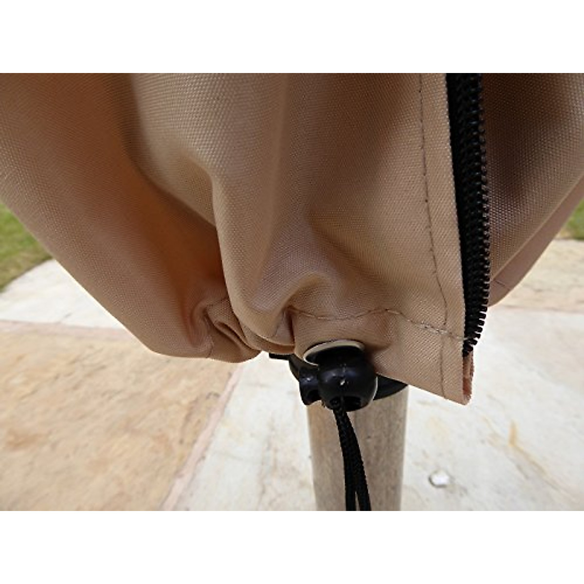 UK-Gardens Waterproof Umbrella Cover and Rotary Washing Line Cover for 3 Meter or 2.7 Meter Parasols - Water Proof Garden Furniture Cover (Beige)