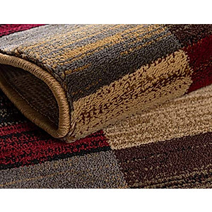 Unique Loom Barista Collection Modern, Rustic, Geometric, Squares, Urban, Warm Colors Area Rug, 2' 2" x 6' 0", Multi/Beige