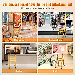 QIXZOCV 43 Inch Wooden Mobile Digital Signage Displays with Flight Case, Capacitive Touchscreen Advertising Display Kiosk, Portable Photo Booth Stand by with Screen Mirroring App Publishing