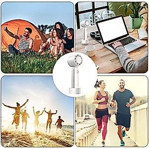 DOUBFIVSY Handheld Fan with Base, 5000mAh Portable Mini Fan USB Rechargeable Personal Fan 3 Adjustable Speed Desk Fan Hand Held Fan for Girls Women Men Indoor Outdoor Activities (White)