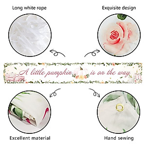 A Little Pumpkin is On the Way Banner, Fall Theme Pumpkin Baby Shower Gender Reveal Birthday Party Decorations Supplies (Pink)
