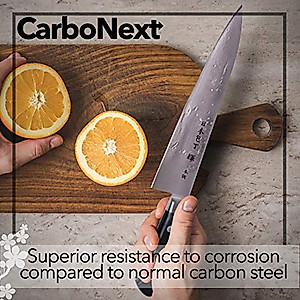 JCK ORIGINAL Kagayaki CarboNext Japanese Chef’s Knife, KC-6ES Professional Gyuto Knife, High Carbon Tool Steel Pro Kitchen Knife with Ergonomic Pakka Wood Handle, 9.4 inch