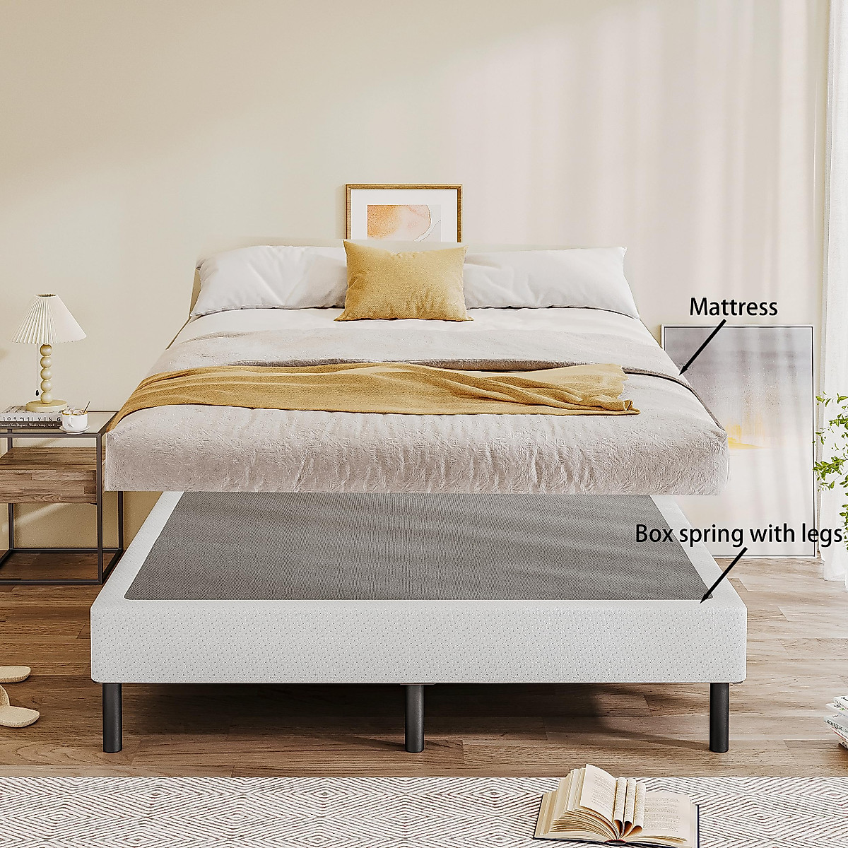 RLDVAY King-Box-Spring, 5 inch King Size Box Spring Stand, Heavy Duty Box Spring King with Legs, Easy Assembly, Non Slip, Noise Free