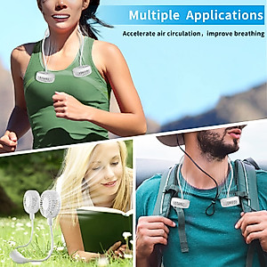 HandFan 2600mAh Portable Neck Fan Rechargeable, Wearable Personal Fans for Neck, Hands Free Necklace Fan Battery Operated, Neck Cooling Air Condition for Men Women Travel Hiking Cycling Outdoors