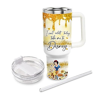 Personalized Princess Cartoon Movie Character Beautiful Can Not Adult Today Take Me to Snow Tumbler 40 Oz Stainless Steel With Handle And Straw, 40oz Tumbler Maintains Cold Heat and Ice for Hours