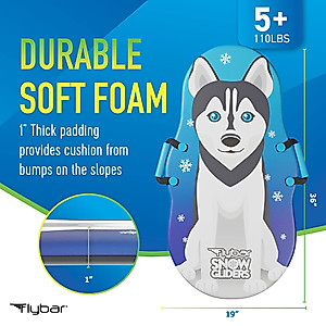 Flybar Kids 36" Husky Dog Foam Toboggan Snow Sled with Slick Bottom & PE Core Build for Boys and Girls Ages 6+, Holds Up to 110 Lbs