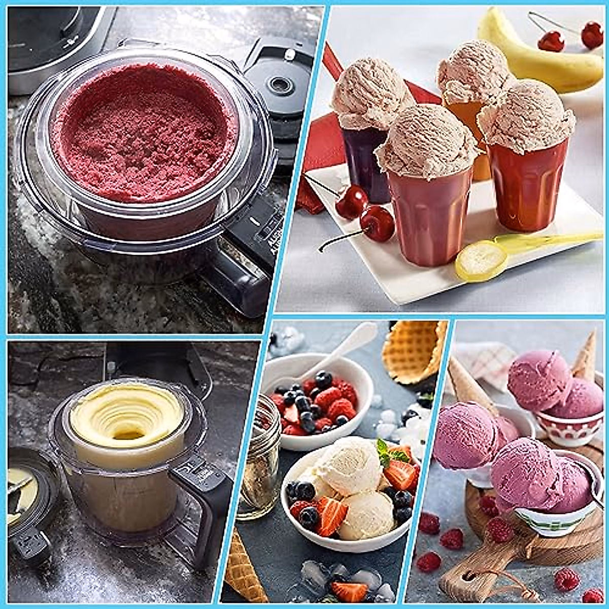 EVANEM 2/4/6PCS Creami Deluxe Pints, for Ninja Creami Deluxe,16 OZ Creami Containers Airtight and Leaf-Proof for NC301 NC300 NC299AM Series Ice Cream Maker,Blue+Green-6PCS