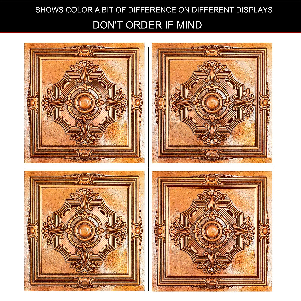 Ceiling Tin Tiles Farmhouse Tin Ceiling Tiles for Cafe Club Salon Hotel Store Bar 2'x2' PL38 Archaic Copper 10pcs