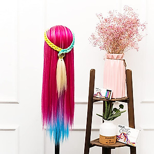 Stancia Mannequin Head with Hair,24"-26" Hair Styling Training Head, Manikin Cosmetology Doll Head, Synthetic Fiber Hair, Hairdressing, Training Model Head with Stand (Colored)