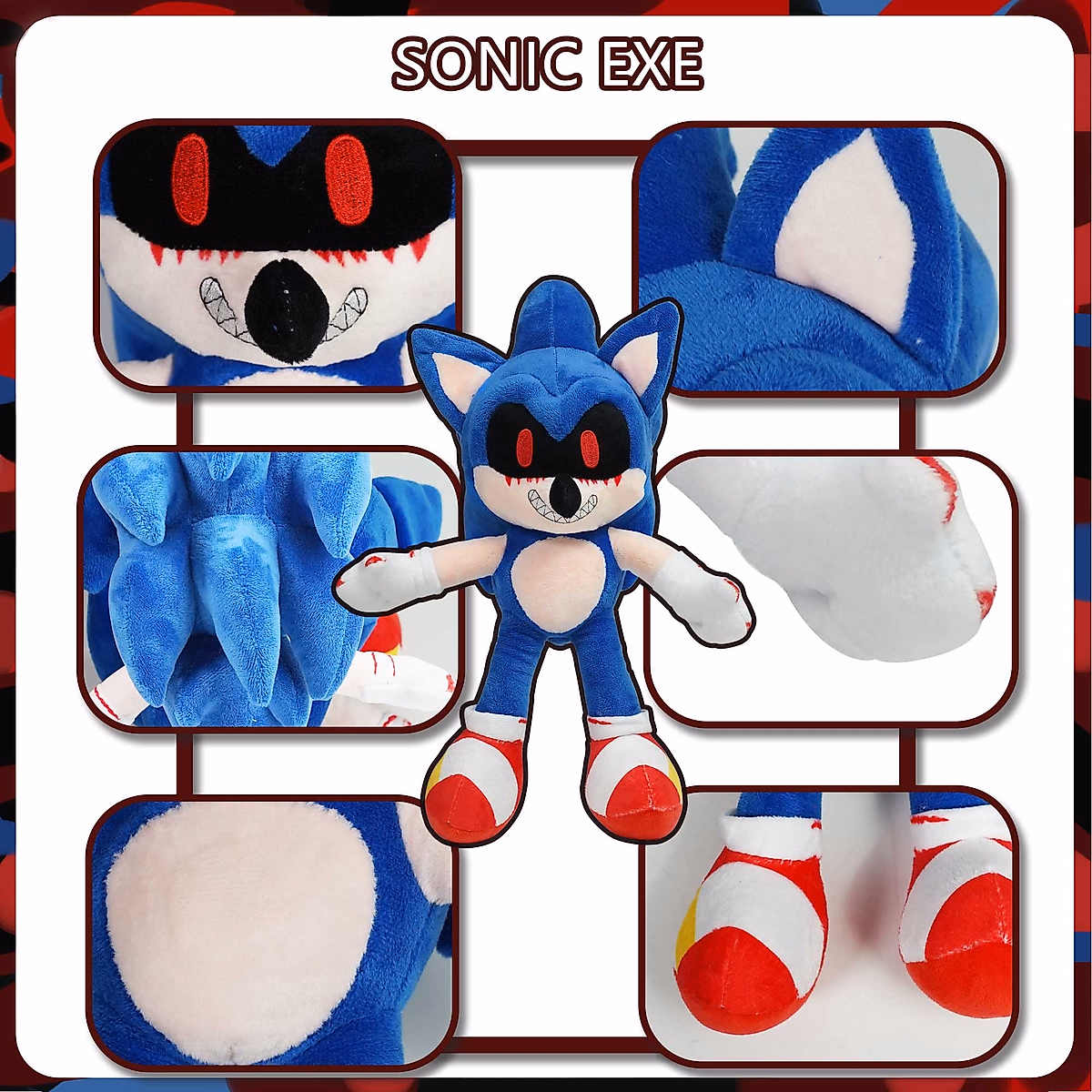sh Toys 14.6 Inch Evil Dark Sonic.exe Plush Toy, Blood Dark Sonic Stuffed Plush Doll, Gift for Kid Adult and Game Sonic Fans (Sonic exe)