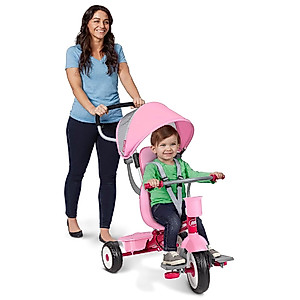 Radio Flyer Toddler Tricycle and Stroller, w/ Adjustable Seat for 9 Months to 5 Years Old, Pink