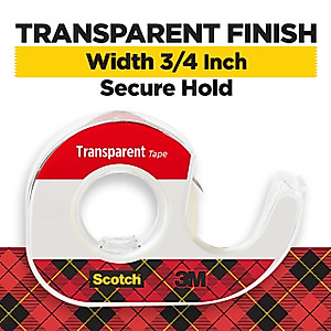 Scotch Transparent Tape, 4 Dispensered Rolls, Versatile, Clear Finish, Engineered for Office and Home Use, 3/4 x 850 Inches (4814)