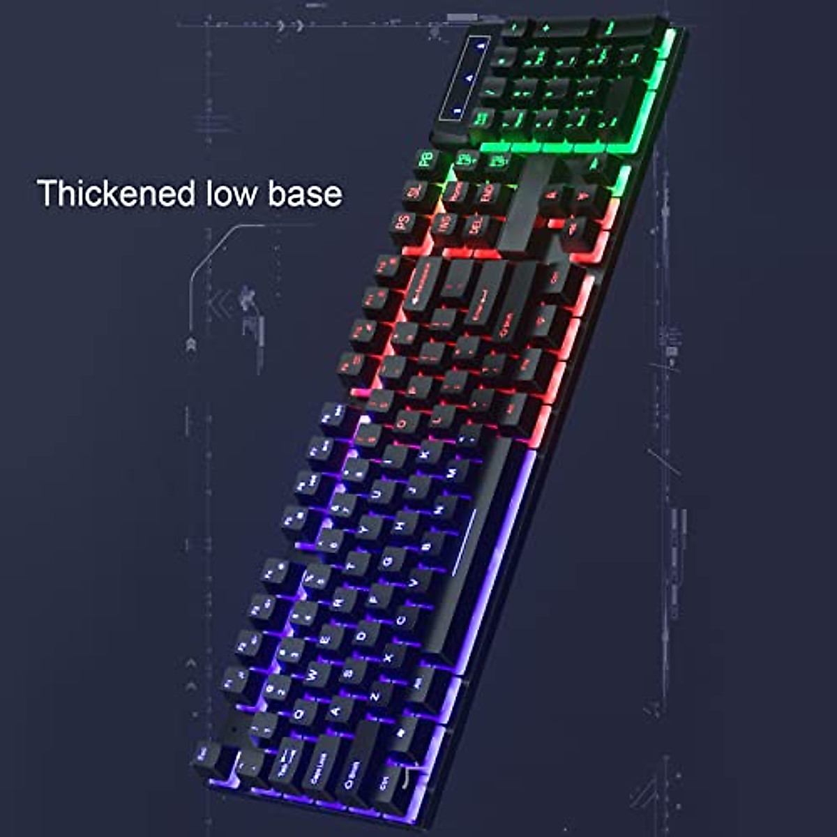 Wired Gaming Keyboard,RGB Backlit USB Gaming Keyboard,104 Keys Ergonomic Computer Keyboard,QWERTY Layout,for Home/Office/Laptop/Work/Gaming(Black)