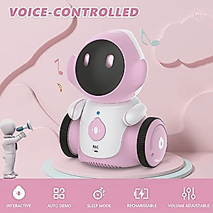 GILOBABY Robot Toys, Rechargeable Smart Talking Robot for Kids, Intelligent Robot with Voice Controlled Touch Sensor, Singing, Dancing, Recording, Repeat, Birthday Gifts for Girls Ages 6+ Years (Pink)