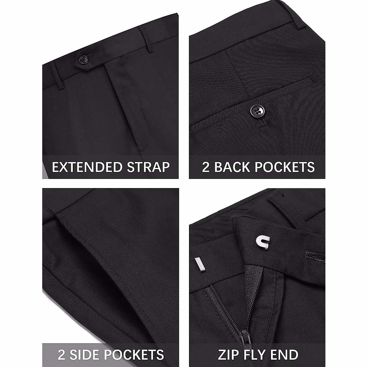 COOFANDY Men 2 Piece Suits One Button Blazer Jacket Tuxedo Slim Fit Suit Pant Black