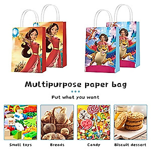 Thwae 16Pcs Elena of Avalor Party Favor Bags, Princess Elena Birthday Paper Gift Bags with Handles for Princess Elena Themed Party Decorations Goody Treat Candy Bags