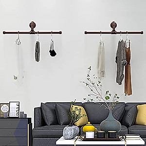 Jeasor Industrial Pipe Clothes Rack Floating DIY Wall Mounted, Heavy Duty Rustic Vintage Clothing Rod, Metal Garment Bar Space-Saving Hanging for Bedroom, Bathroom and Laundry Room (Bronze)