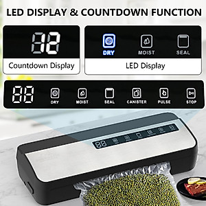 Shengsite Vacuum Sealer Machine, 6 in 1 Precision Food Vacuum Sealer with Built-in cutter, Led Indicator for Food Storage,Includes 10 Vacuum Seal Bags,1 Rolls Starter Kit& 1 Air Suction Hose