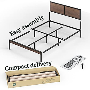 ZINUS Mory Metal Platform Bed Frame with Split Headboard / Wood Slat Support / No Box Spring Needed / Easy Assembly, Queen