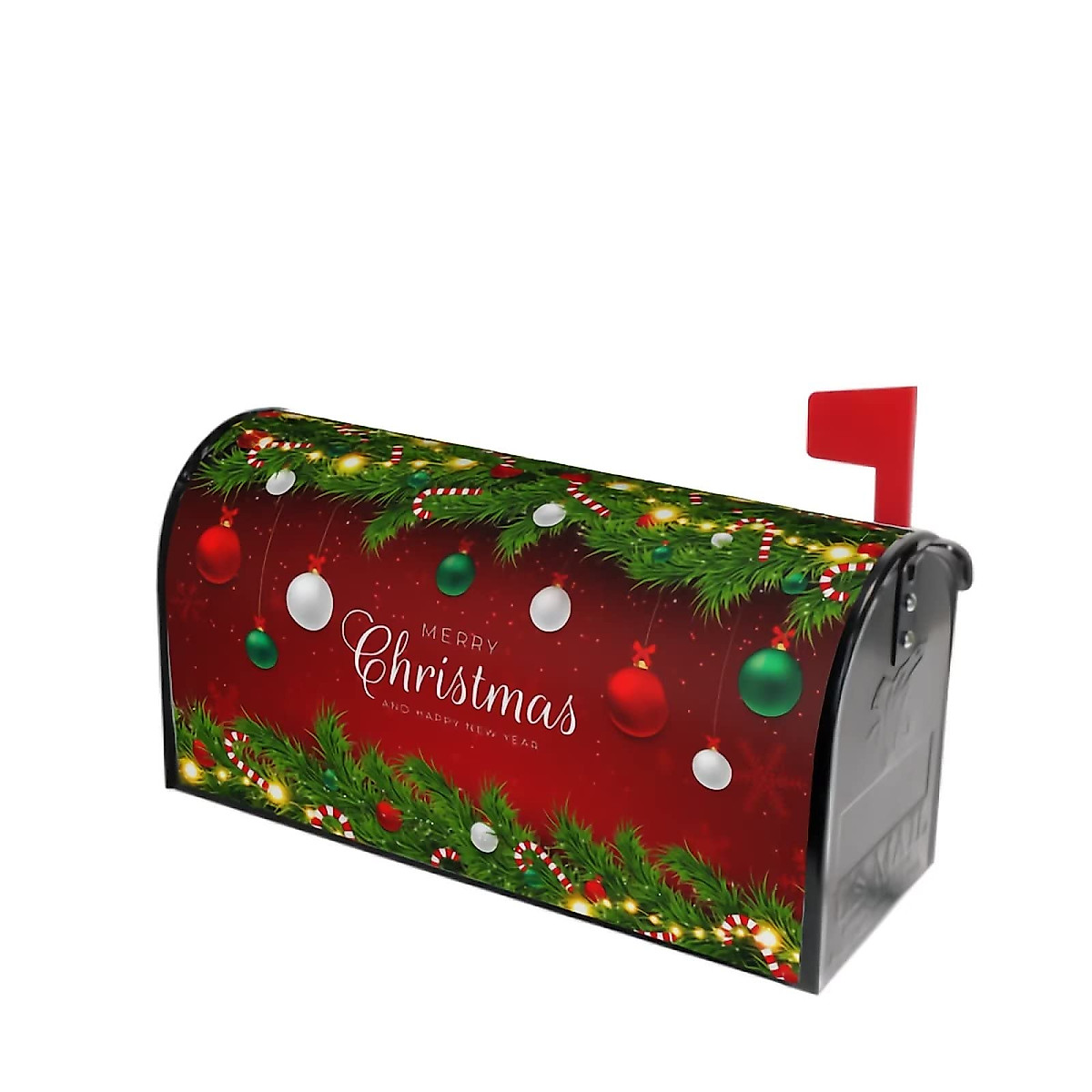 Merry Christmas Mailbox Cover Standard Size Red Christmas Tree Magnetic Mailbox Covers Winter Holiday Large Post Letter Box Covers Garden Yard Home Decor for Outside 21" x18"
