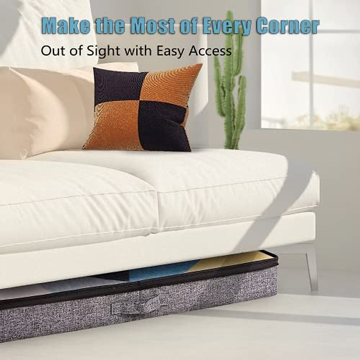 TidyCorner 2-Pack Under Bed Storage Containers, 4.5 Inches Tall Low Profile Underbed Clothes Storage Organizer Bin with Sturdy Sidewalls/Bottom, Under the Bed Storage Bags 2 Storage Thin Bins