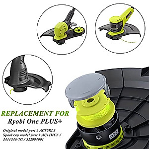 Weed Wacker String Compatible for Ryobi One Plus+ AC80RL3, 11 FT/0.080 Inch String Trimmer Twisted Line, Spool Replacement for Ryobi 18v, 24v, 40v Cordless Trimmers (9 Spools+2 AC14HCA Caps Cover)