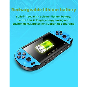 4.3 inch Dual Joystick Color Video Game Console Built-in 3000 Games Support Arcade CPS/gba/gbc/gb/SFC/fc/sega Video Music AV Out Rechargeable Lithium Battery (Blue)