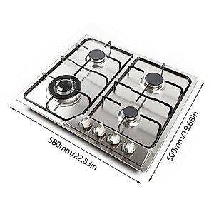 Gas Cooktop 23 inches 4 Burners Gas Stove - gas hob stovetop Stainless Steel Cooktop 4Sealed Burners Cast Iron Grates Built-in Gas Stove Top LPG/NG Gas Cooktop Thermocouple Protection