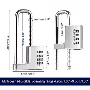 ZGSJ Cabinet Lock,Combination Padlock,Stainless Steel Gym Locker Lock Code Long Adjustable Shackle Lock for Outdoor, School, Gym, Sports lockers, Fences,