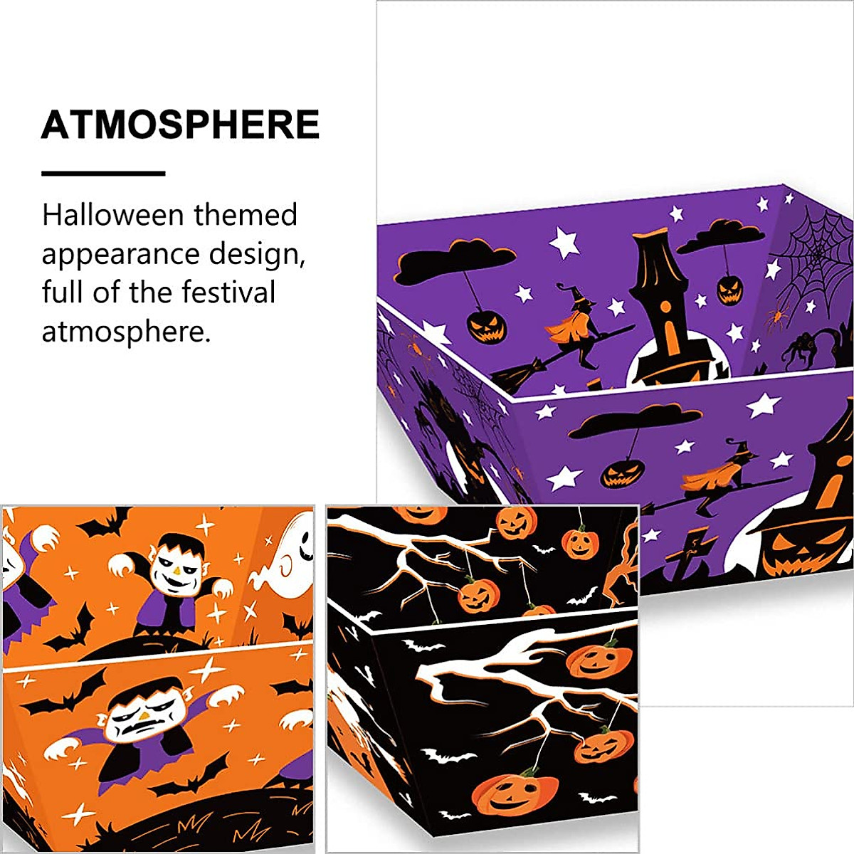 Cabilock 12pcs Halloween Paper Food Trays Paper Serving Bowls Snack Candy Tray Paper Food Serving Tray Paper Container Snack Packing Box for Hot Dogs Tacos Fries Nachos