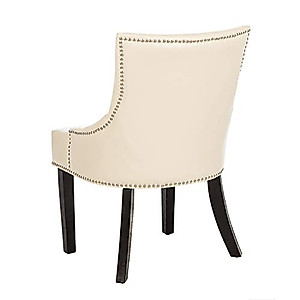 Safavieh Mercer Collection Christine Cream Leather Nailhead Dining Chair, Set of 2