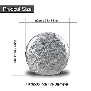 Amiss Tire Covers Set of 4, Spare Trailer Wheel Covers Fit for Trucks/SUVs/RV, Tough Tire Wheel Protector, Car Exterior Accessories, Oxford Waterproof UV Sun Fit Tire Diameter 32-35 Inch (L-Silver)