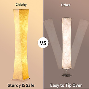 chiphy Floor Lamp, Dimmable 64" Tall Standing Lamp, 3 Levels Adjustable Brightness 12Wx2 LED Bulbs, Column Floor Light w/White Fabric Shade, Home Decor for Living Room, Bedroom, Kids Room