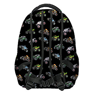 LAXLIIO Cool Trucks Backpack Lightweight Bookbag For Teens Men Women Bags Resistant Durable 17 inches