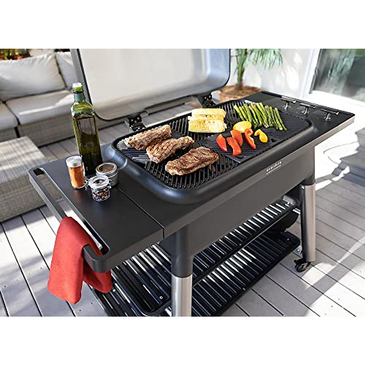 Everdure FURNACE 3-Burner Gas Grill, Liquid Propane Portable BBQ Grill with Die-Cast Aluminum Body and Fast-Ignition Technology, 466 Square Inches of Grilling Surface, Adjustable Height, Matte Black