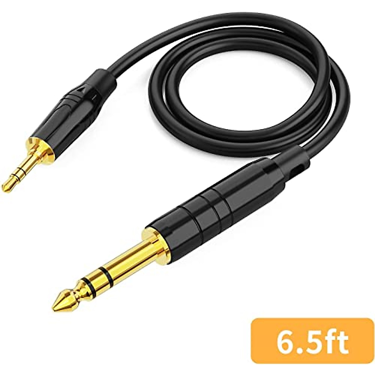 CableCreation Gold Plated 3.5mm 1/8" Male Stereo to 6.35mm 1/4" Male Stereo Audio Cable, 2 Meters/Black