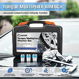 Saker Torque Multiplier Wrench Set-Heavy Duty Labor-Saving Nut Disassembly Tool with 17mm/19mm/21mm Sockets Perfect for Loosening Car Tire Lug Nuts