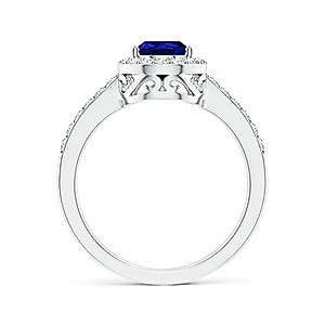 1.85Ctw Pear Shaped Blue Sapphire & Cubic zirconia Halo Prong Set Engagement Wedding Ring 14K White Gold Plated