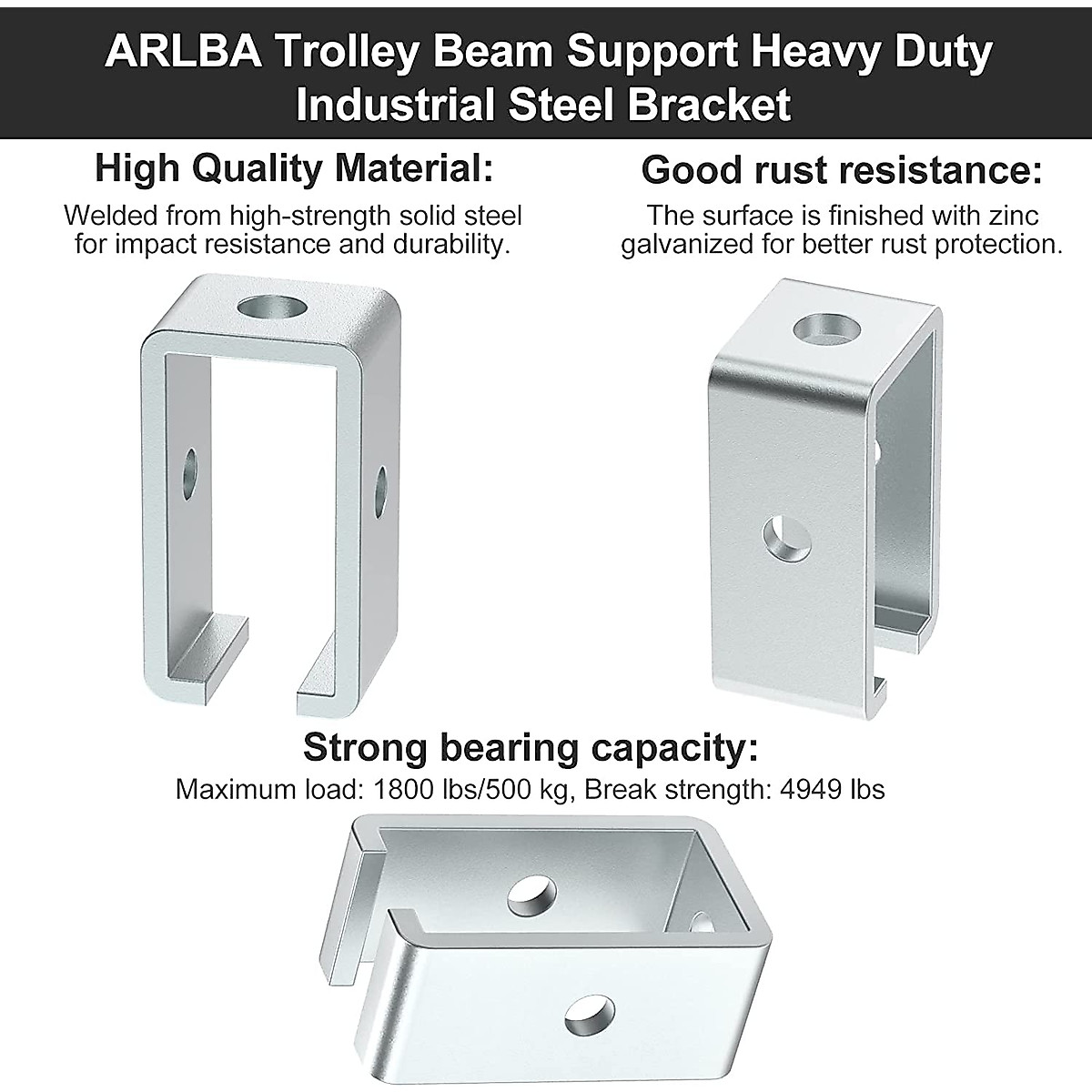 8 Pack Channel Trolley Track Support Hanger Bracket for All 1-5/8" Strut Channel,Heavy-Duty Steel Support Bracket,Trolley Strut Hangers w/Bolt &Nut for Punching Bag,Electric Hoist &Rolling Door