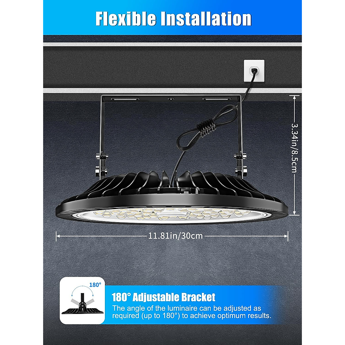 UFO LED High Bay Lights 200W 6 Packs,Super Bright 20000LM High Bay LED Shop Lights,6500K Daylight High Bay LED Lights,Waterproof High Bay Lighting,LED High Bay Light for Factory Warehouse Workshop