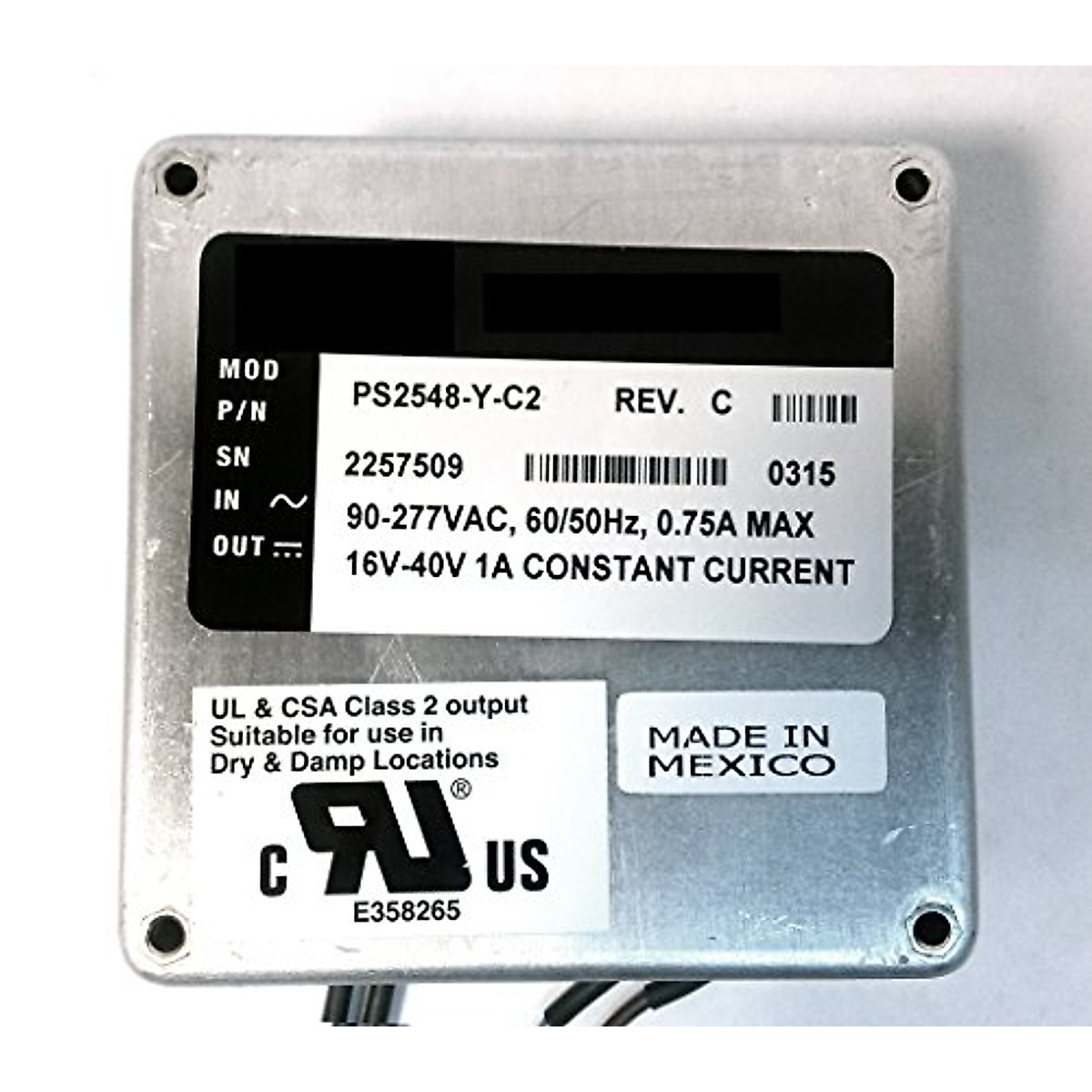 LED Power Supply Ps2548-y-c2 (Ac/dc) - 90-277vac Input 50/60hz - 16-40vdc Output -1a