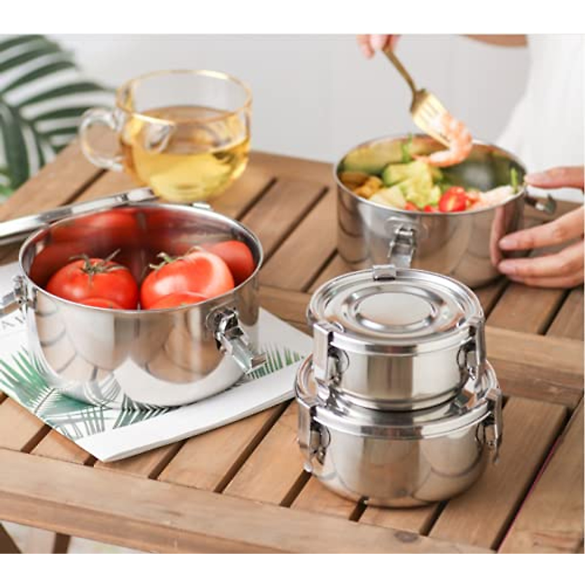 Allprettyall Premium Stainless Steel Food Storage Containers 304 Grade The Original Leak-Proof, Airtight, Smell-Proof - Perfect For Camping Trips, Lunches, Leftovers, Soups, Salads