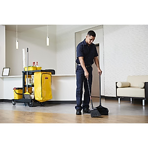 Rubbermaid Commercial Products Dustpan with Long Handle, Plastic, Black, Compatible with Any Broom for Lobby/Restaurant/Office/Home/Dog Pooper Scooper