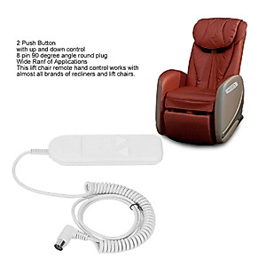 Power Recliner Controller, Plastic 2 Button 8 Pin Remote Handset Controller Up Down Control 90 Degree Angle Round Plug Lightweight for Home