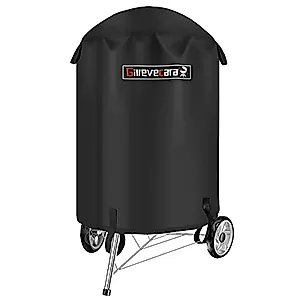 BBQ Grill Cover, 22 Inch Charcoal Kettle Grill Cover, Heavy Duty Waterproof & Dustproof Oxford Fabric Round Barbecue Grill Cover with Handle & Hook&Loop, for Weber, Char-Broil and More Grills