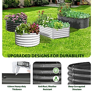 A ANLEOLIFE 8X4X2 ft Galvanized Raised Garden Beds Outdoor, Oval Large Metal Deep Root Planter Box for Planting Vegetables Flowers Herb, Anti-Rust & Easy-Setup, Quartz Grey