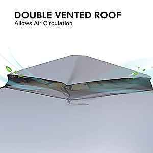 Grand Patio Replacement Canopy Top for 10×13 FT Outdoor Gazebo, Double Tiers Polyester Top with Mesh Netting Grey