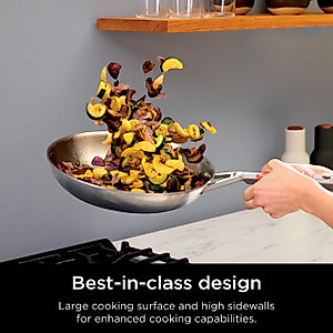 Ninja C90026 EverClad Commercial-Grade Stainless Steel 10.25" Fry Pan, Tri-Ply Pans, Oven Safe to 600°F, PFAS Safe, All Stovetops & Induction Compatible, Stainless